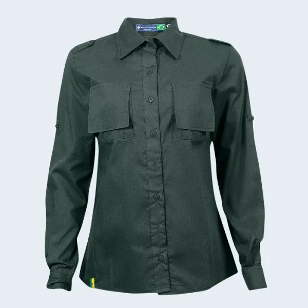 Camisa Manga Longa Adulto Verde Garrafa Feminina Modelo 2016 | Loja ...
